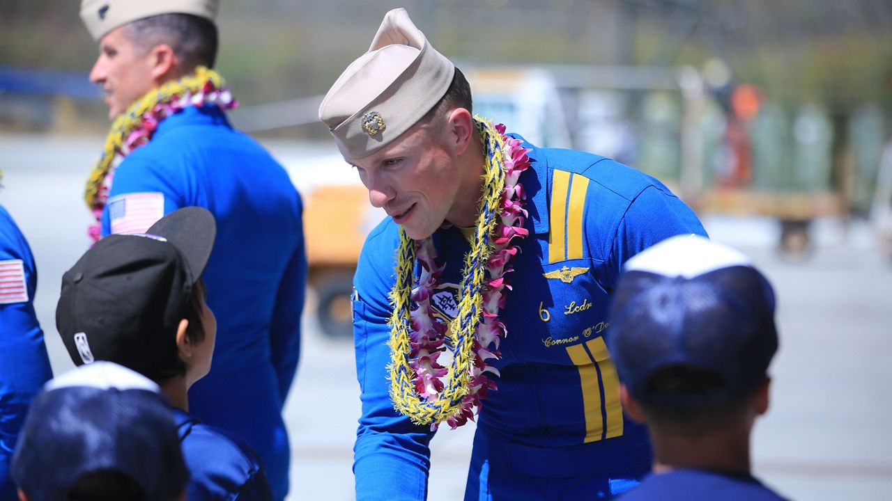 U.S. Navy Blue Angels perform at the Kaneohe Bay Air Show