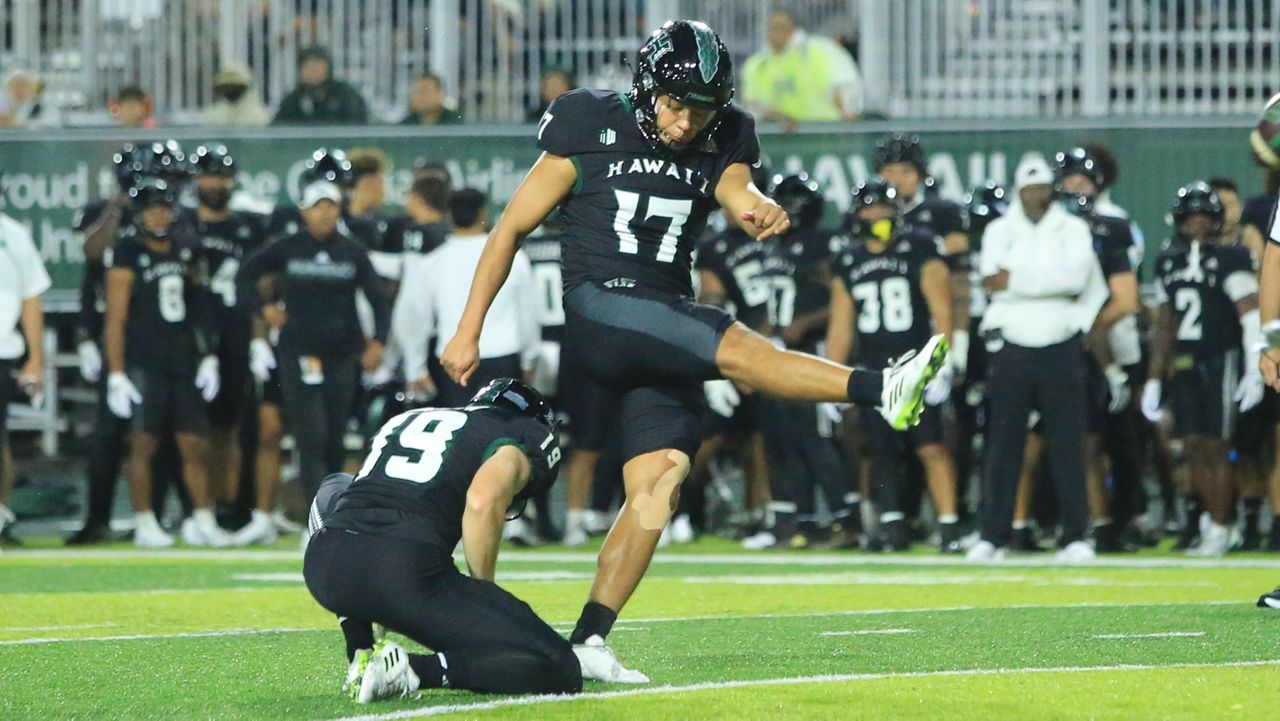 Hawaii football team registers shaky win over Delaware State