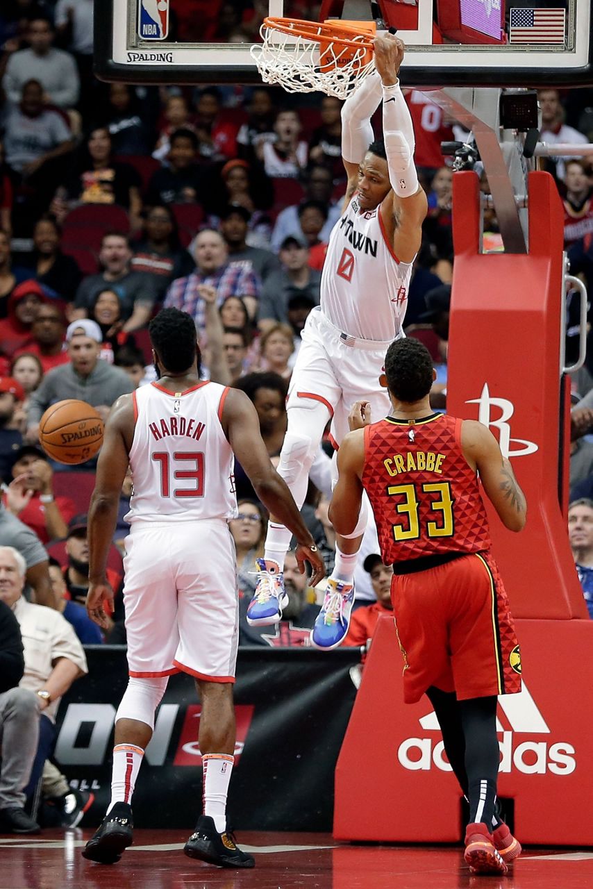Harden scores 60 in 31 minutes, Rockets rout Hawks 158-111