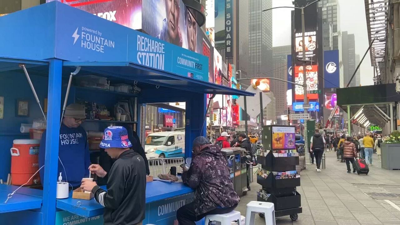 Times Square coffee stand aims to reduce homelessness stigma