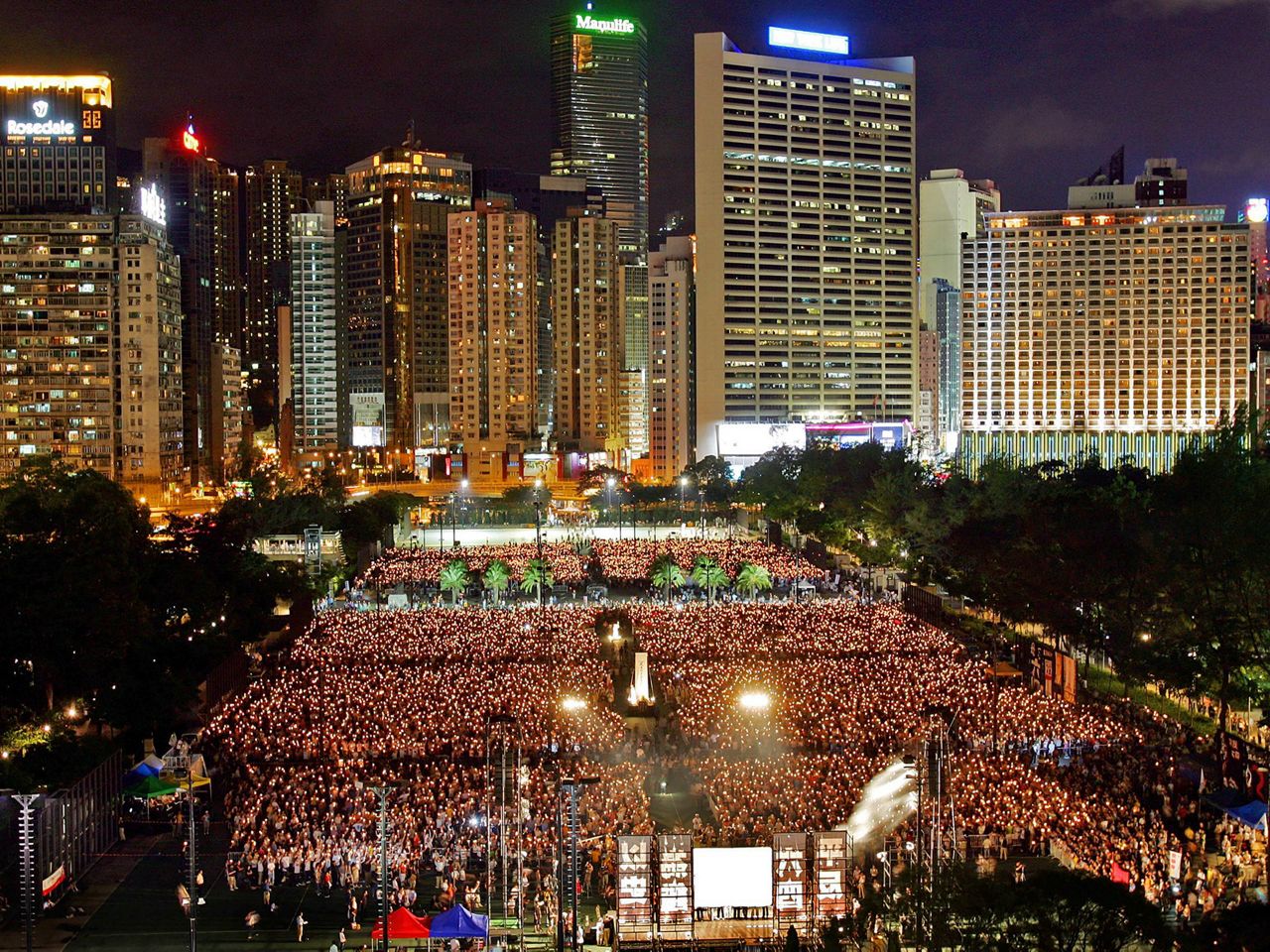 AP PHOTOS: Hong Kong's June 4 candlelit vigil over the years