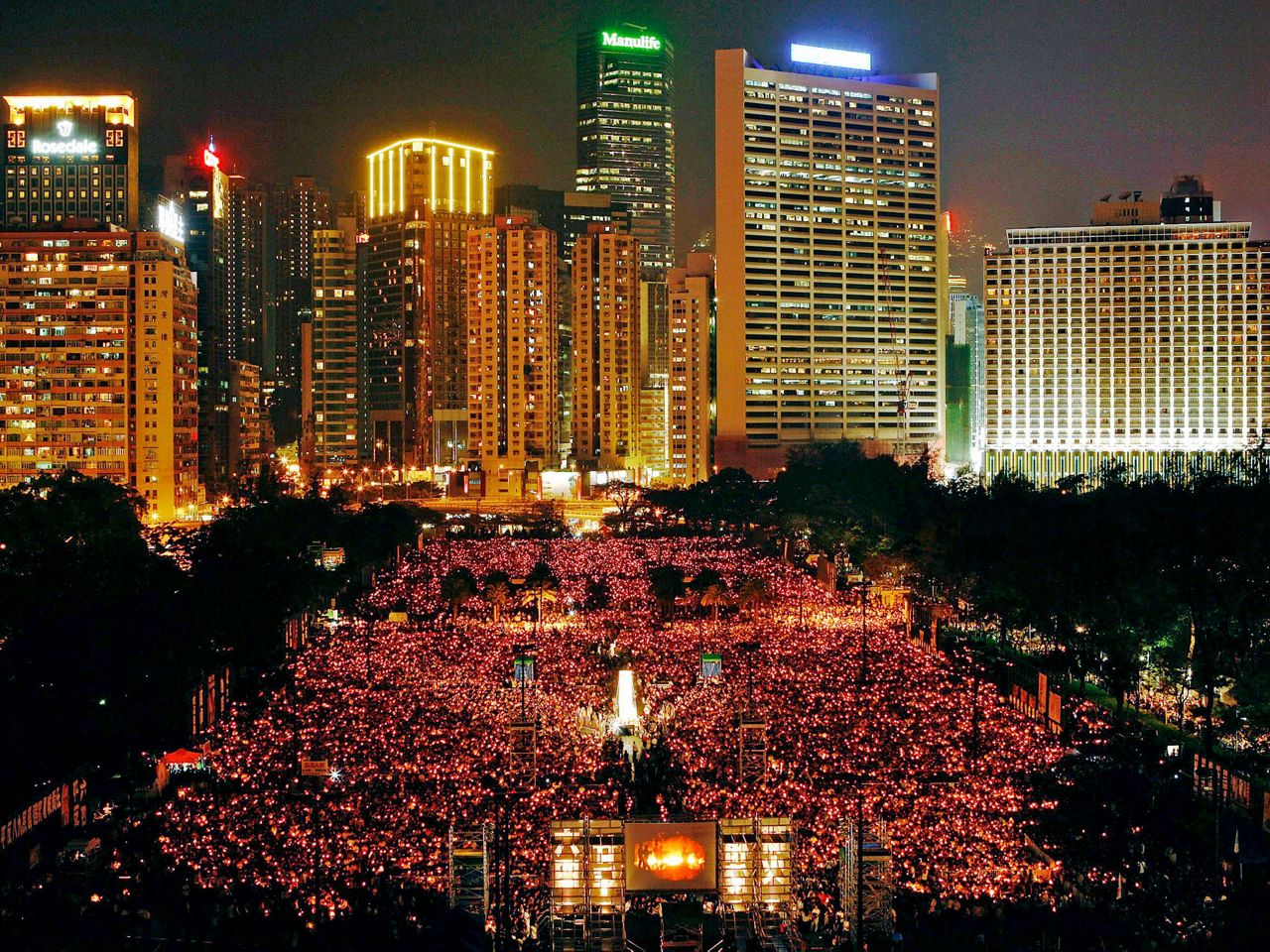 AP PHOTOS: Hong Kong's June 4 candlelit vigil over the years
