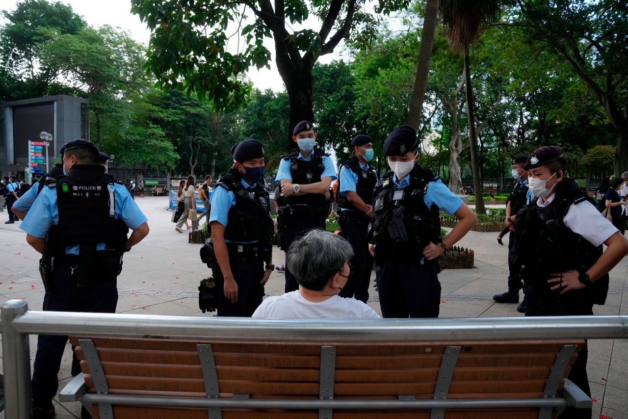 Police Patrol Hong Kong Park Amid Tiananmen Vigil Ban