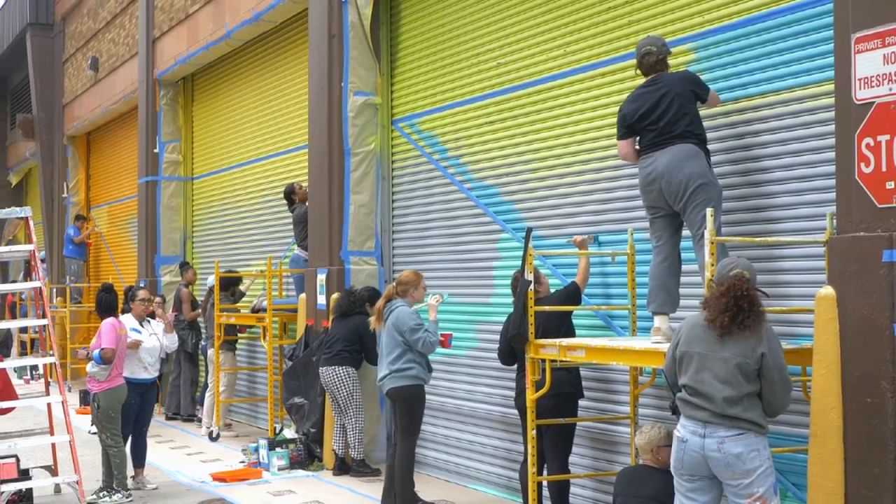 Mural in Hudson Square restored by volunteers
