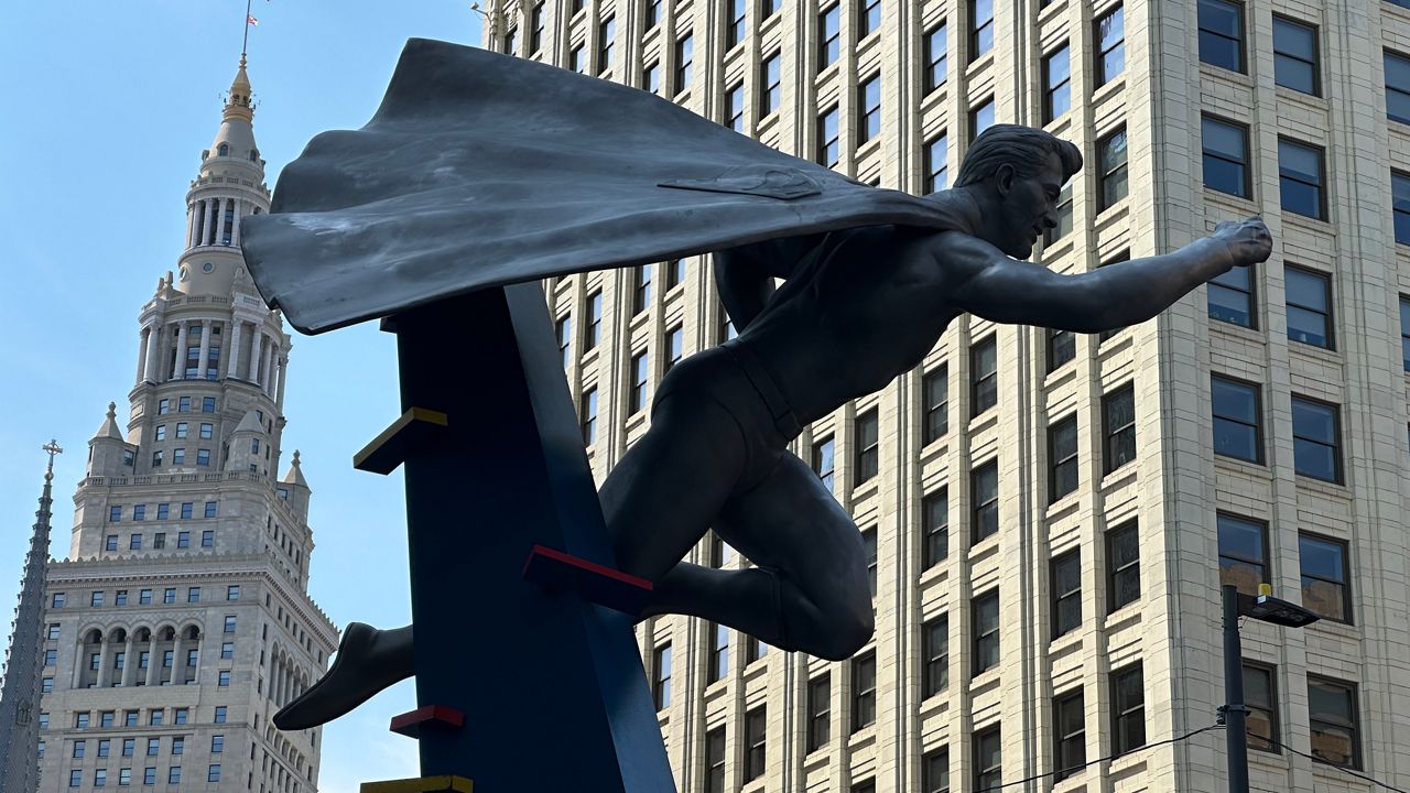 Superman statue takes flight at new tribute plaza