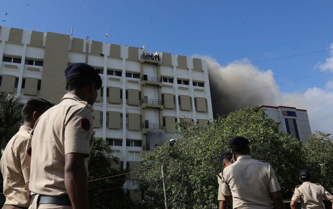 Dozens feared trapped in building on fire in Mumbai