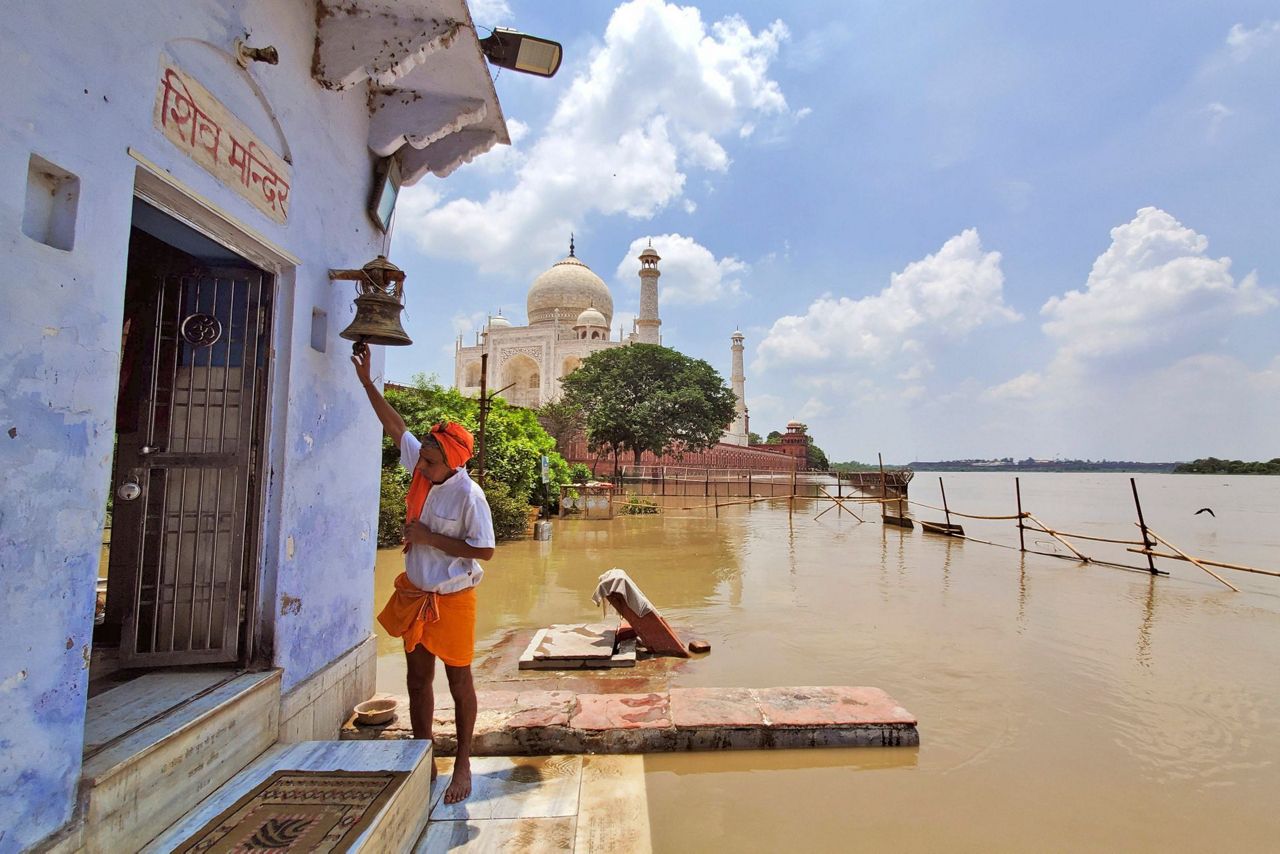 Yamuna river reaches the iconic Taj Mahal's outer walls in India after ...