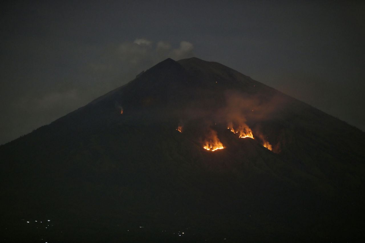 Lava flows from Bali volcano after new eruption