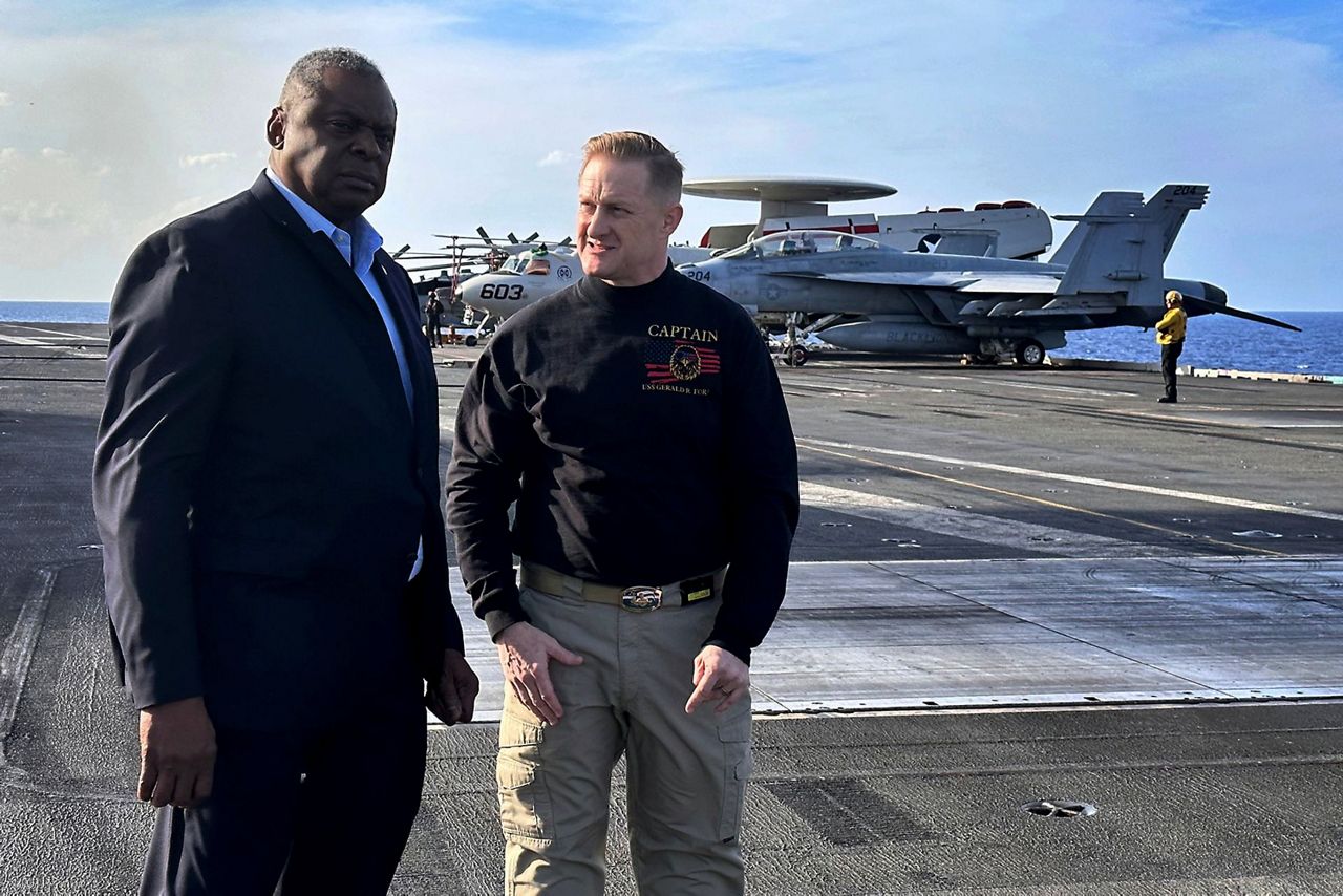 US defense secretary makes unannounced visit to USS Gerald R Ford ...