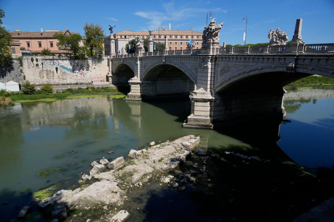 Italy's drought exposes ancient imperial bridge over Tiber
