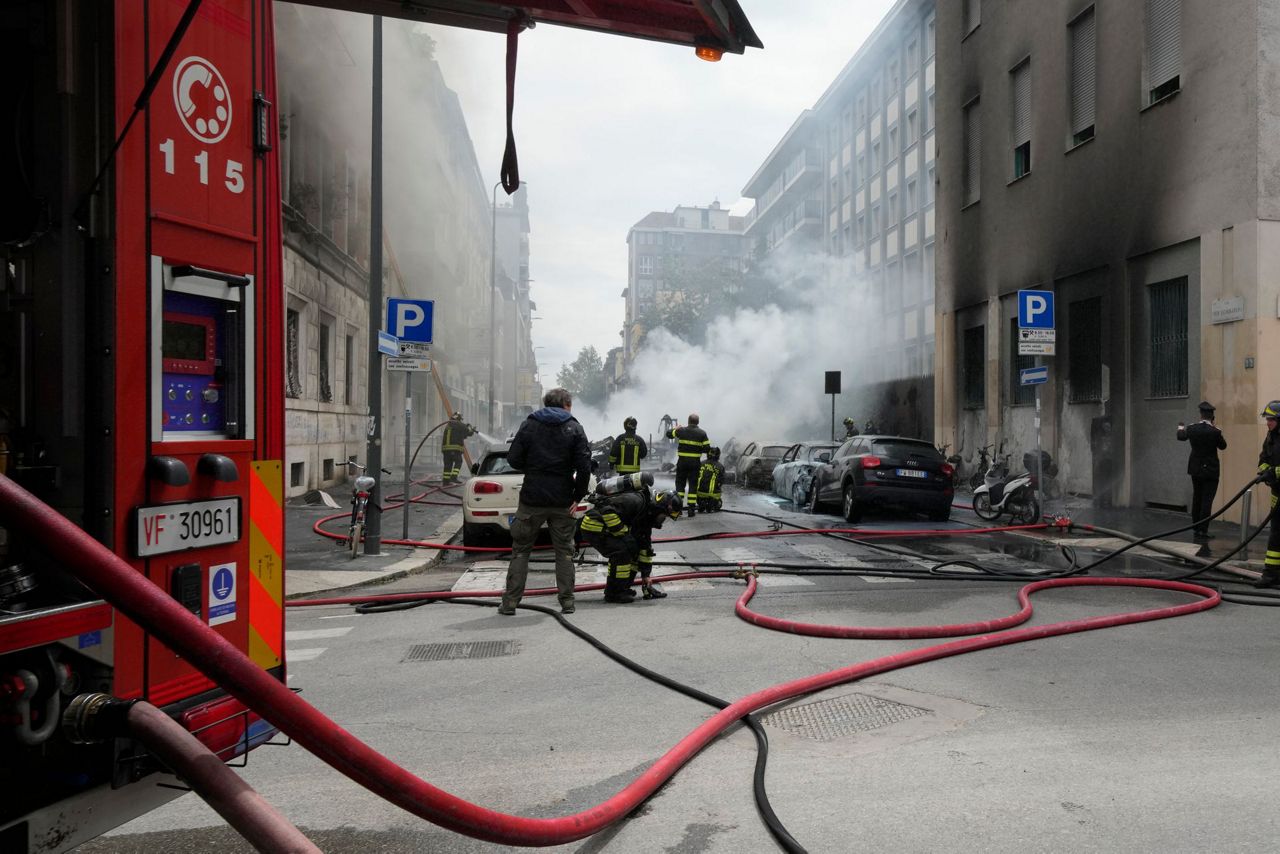 Van carrying oxygen tanks explodes in Milan; driver injured