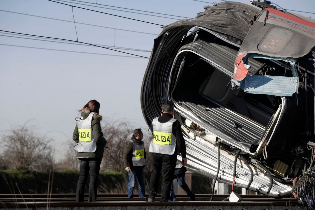 High-speed train derails in Italy; 2 railway workers killed