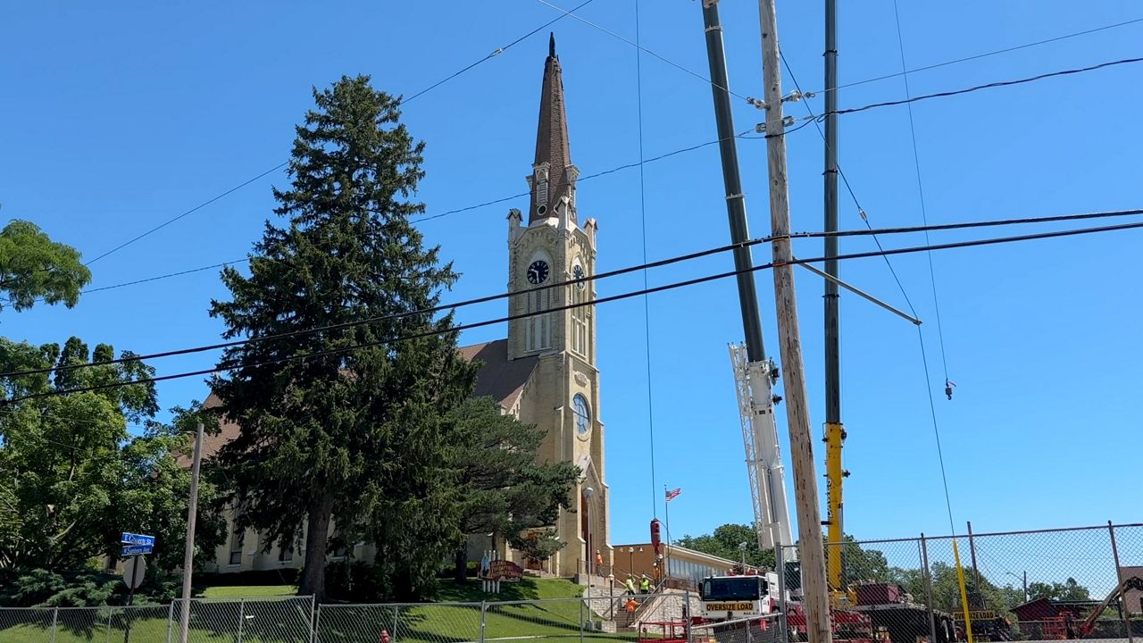 Steeple removed from church after lightning strike