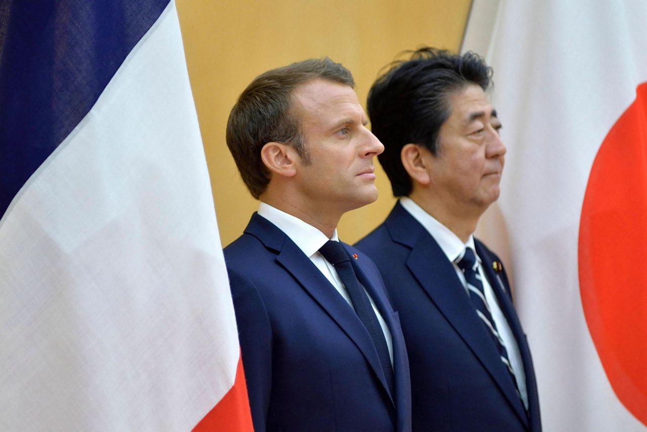 Leaders of Japan, France share Middle East concerns