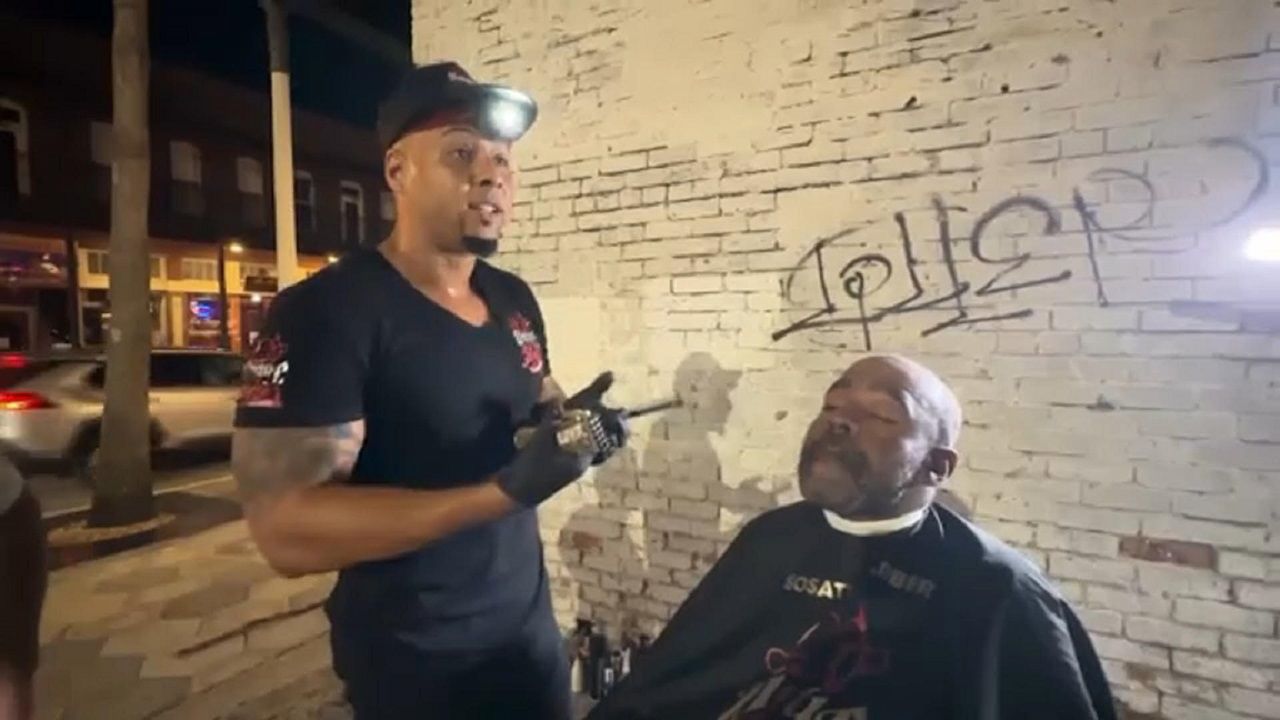 Barber Kevin Sosa cuts hair for homeless men