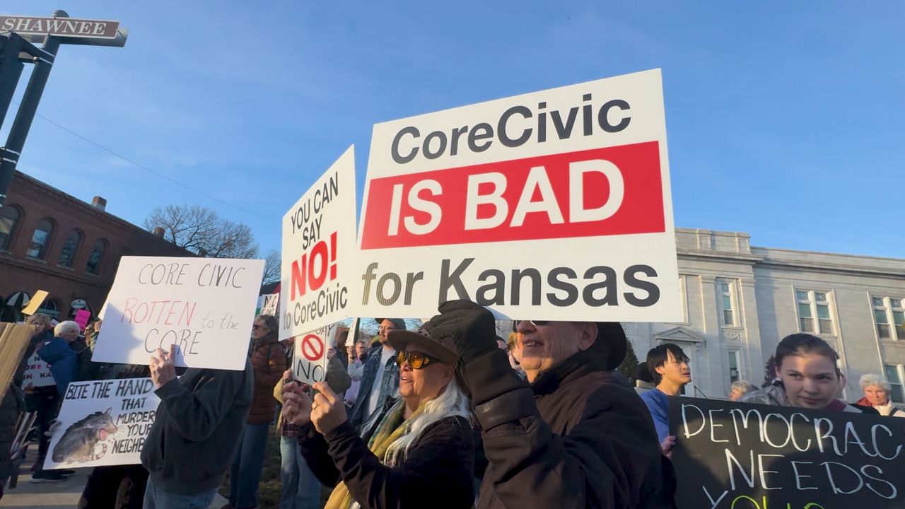 Anti-ICE and CoreCivic protest breaks out in Leavenworth