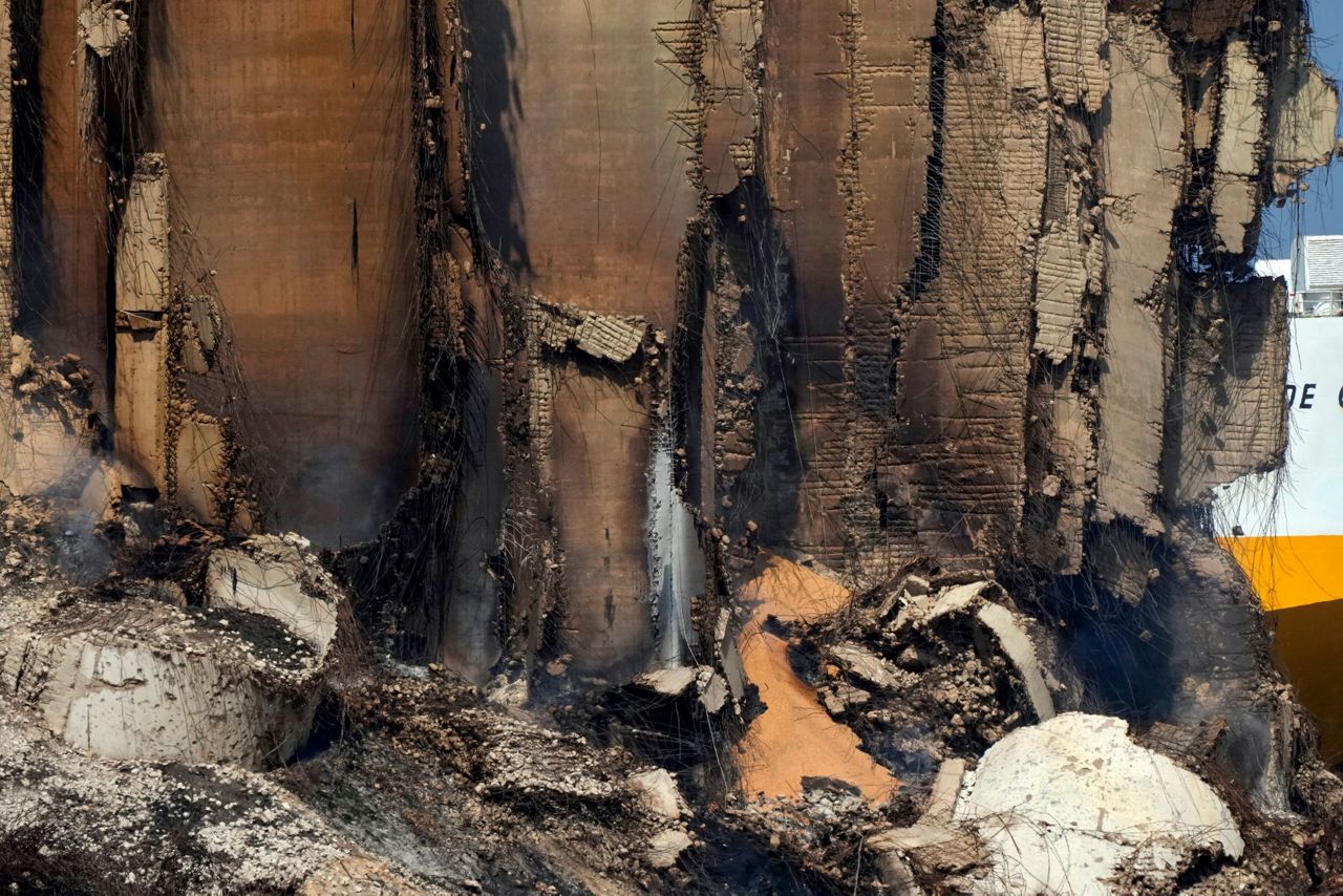 Smoldering Beirut port silo risks total collapse amid fire