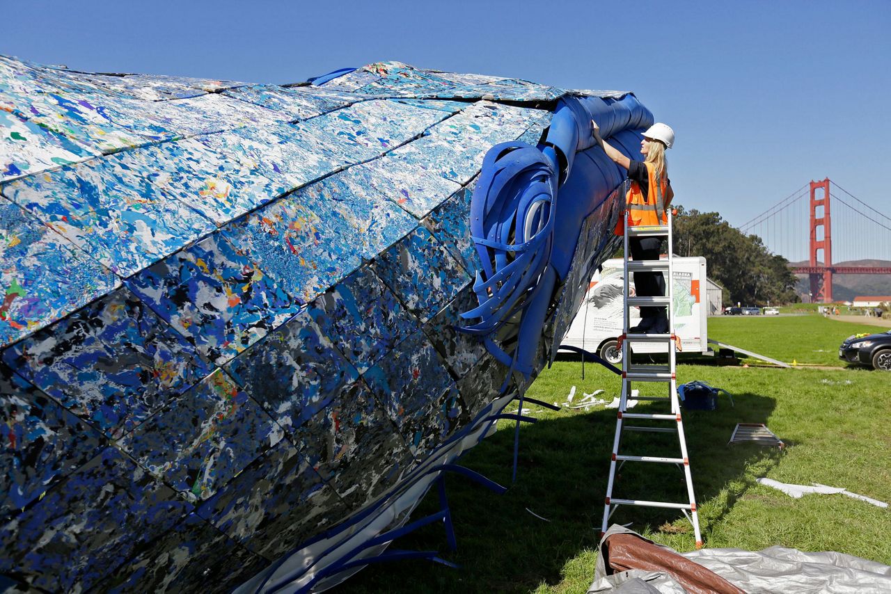 Life-sized plastic whale to raise ocean pollution awareness