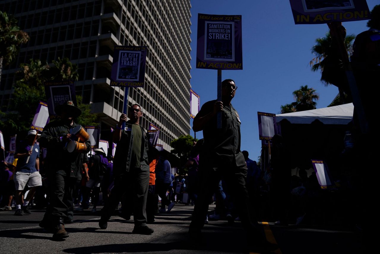 Thousands of Los Angeles city workers walk off job for 24 hours alleging unfair labor practices