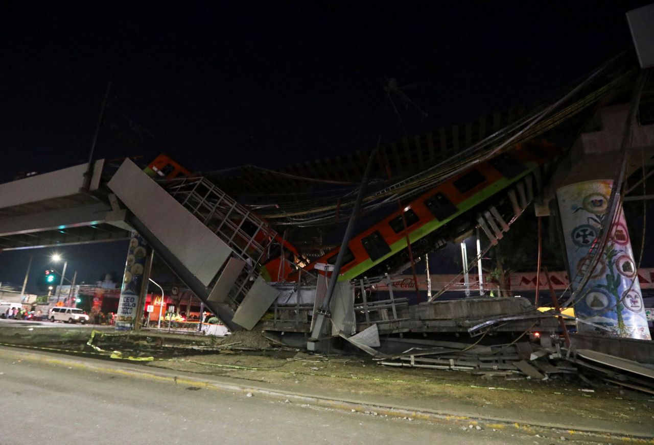 Mexico City metro overpass collapses onto road; 50 injured
