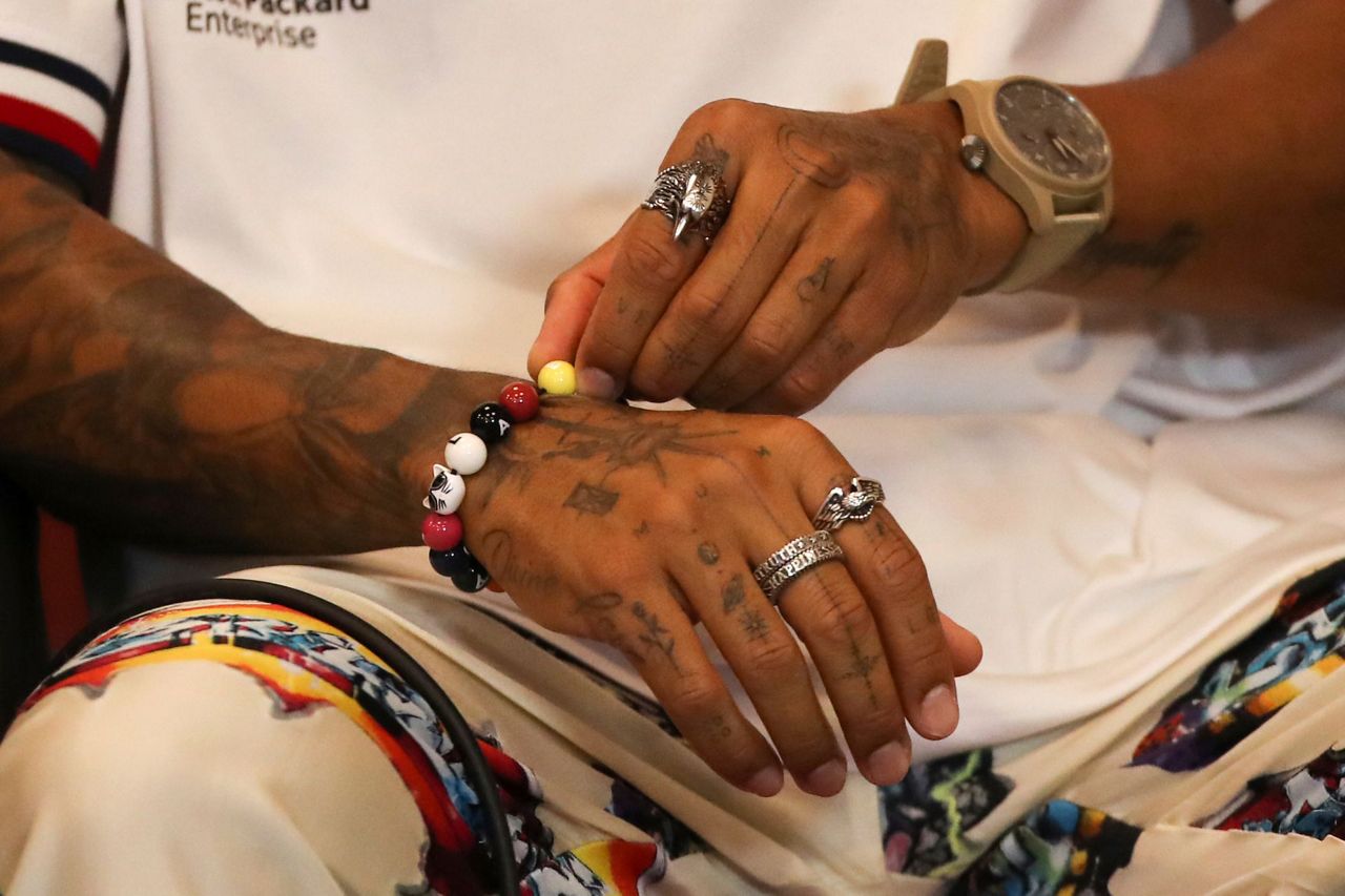 Lewis Hamilton races with his nose stud in at Monaco GP