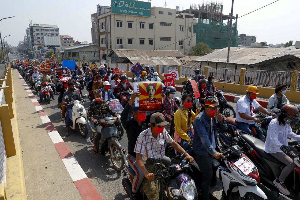 Myanmar protests resume after 2nd night of internet shutdown