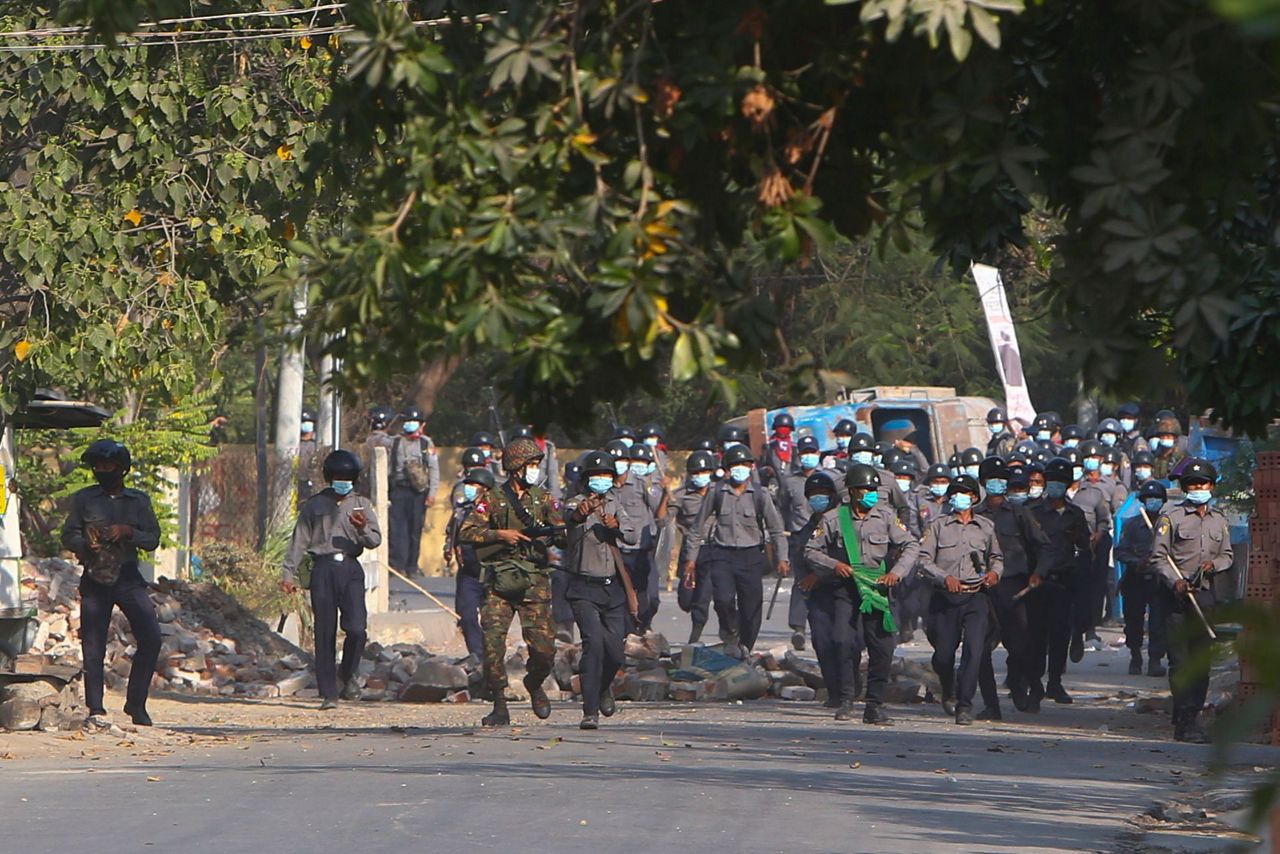 Scores arrested as Myanmar police disperse anti-coup rally