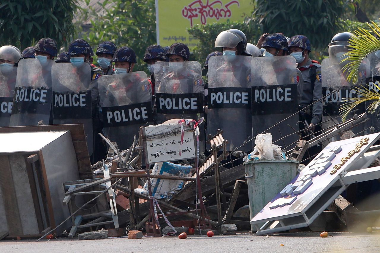 Scores arrested as Myanmar police disperse anti-coup rally