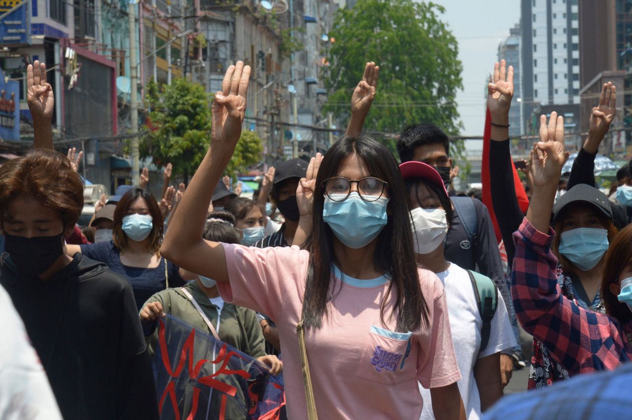 Protest in Yangon ahead of regional summit on Myanmar crisis