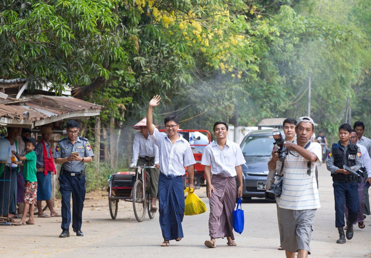 Myanmar frees 2 imprisoned Reuters reporters