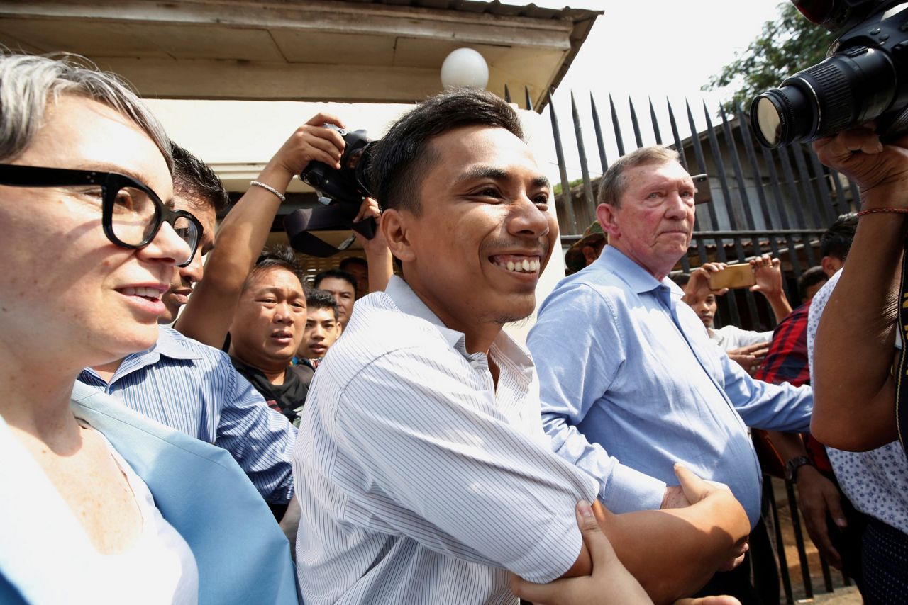 Myanmar frees 2 imprisoned Reuters reporters