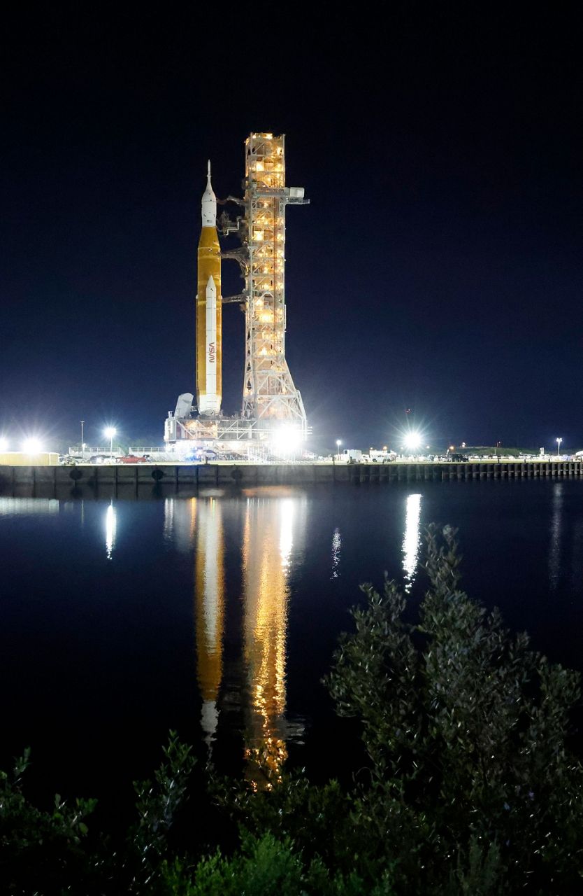 NASA's moon rocket moved to launch pad for 1st test flight