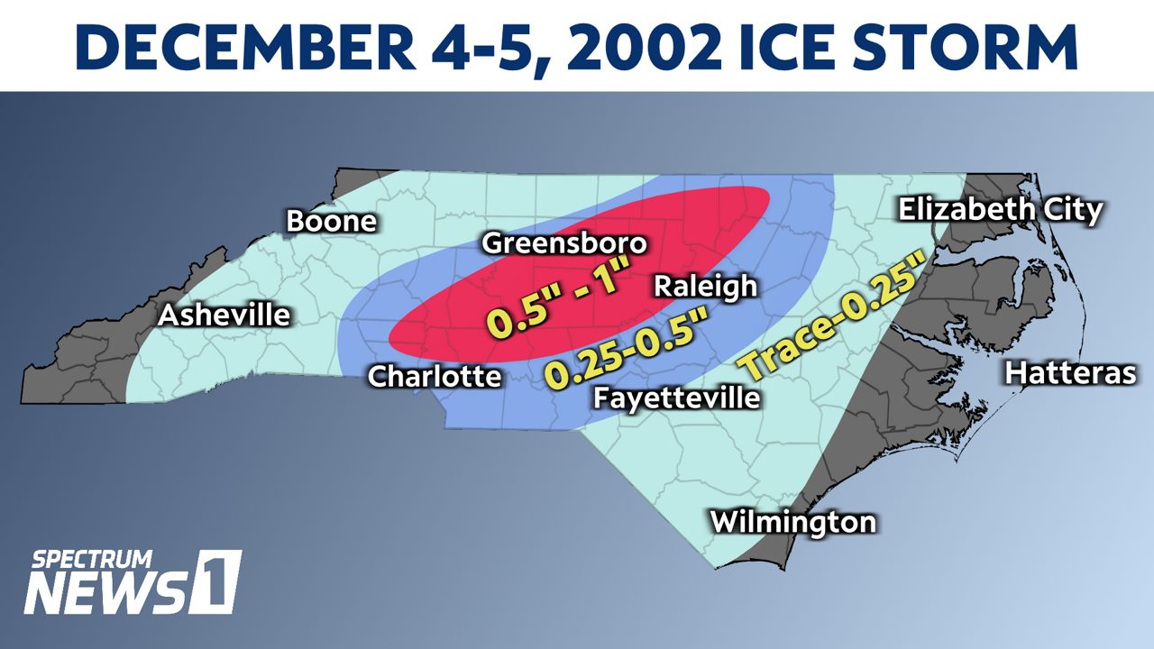 A crippling ice storm struck North Carolina 20 years ago