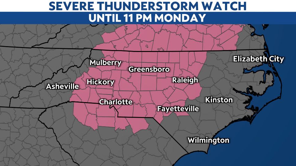 Severe storms possible across North Carolina on Monday