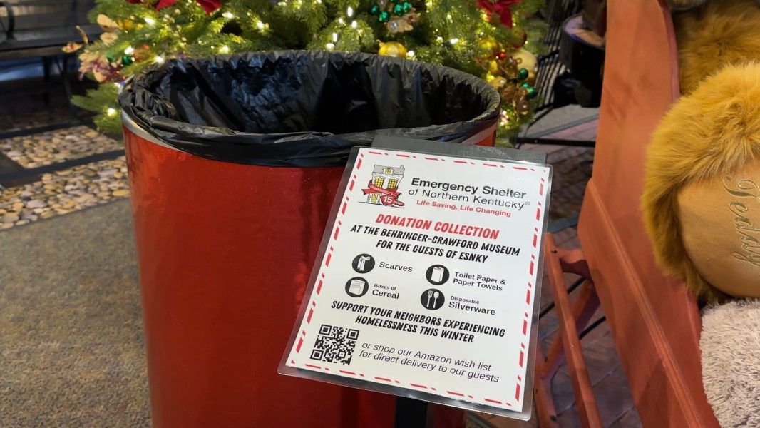 Donation collection at Behringer-Crawford Museum for shelter