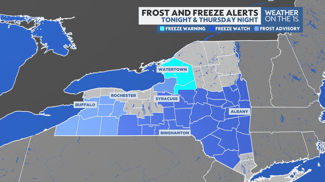 Frost advisories, freeze warnings in effect through Thursday
