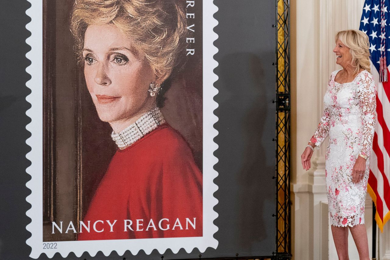 Jill Biden helps unveil postage stamp honoring Nancy Reagan