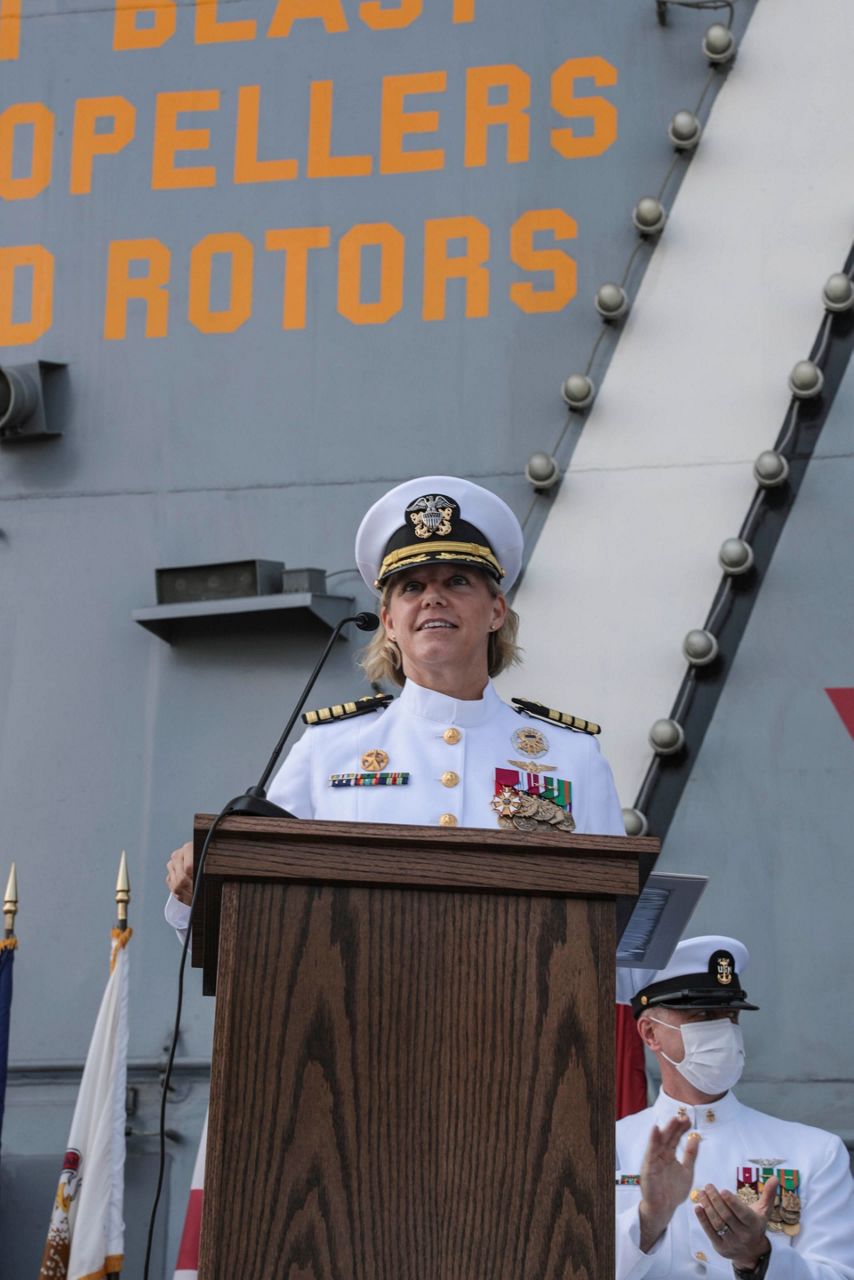 Navy captain becomes 1st woman to command US nuclear carrier