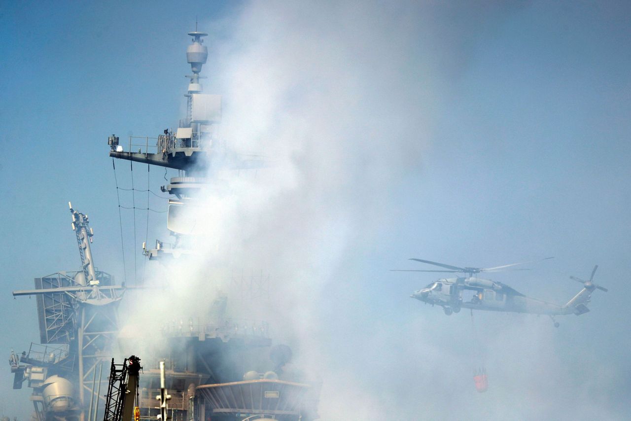 21 injured in fire aboard ship at Naval Base San Diego