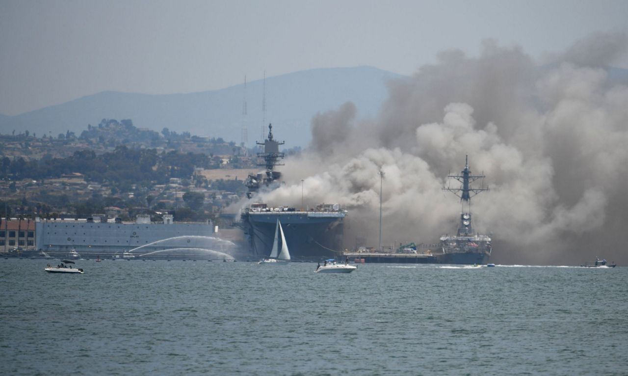 11 injured in fire aboard ship at Naval Base San Diego
