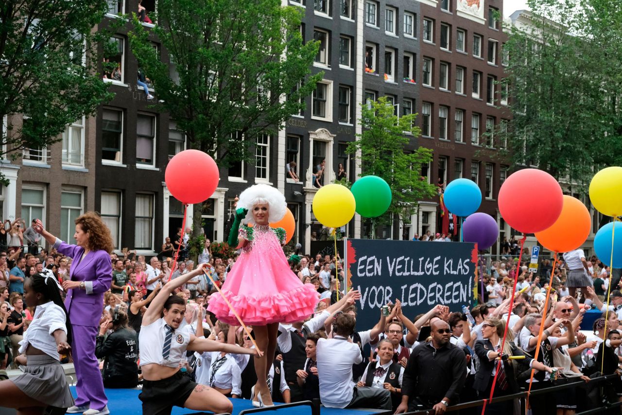 LGBT pride parade in Amsterdam features boats as floats