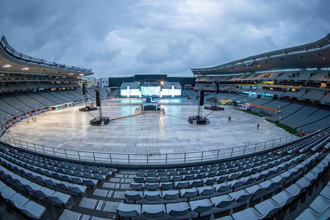 The world isolates. A New Zealand band plays to 50,000 fans