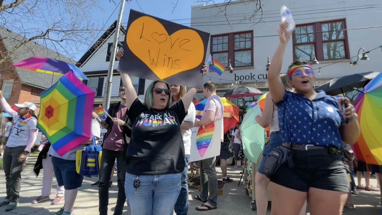 Community members practice non-violent protest techniques