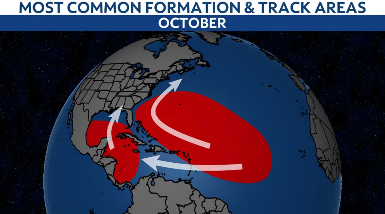 October tropical formation zones