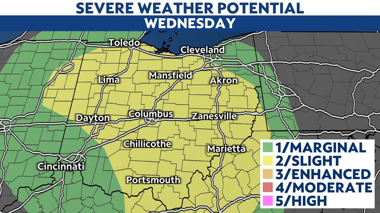 Severe storms could threaten Ohio Wednesday