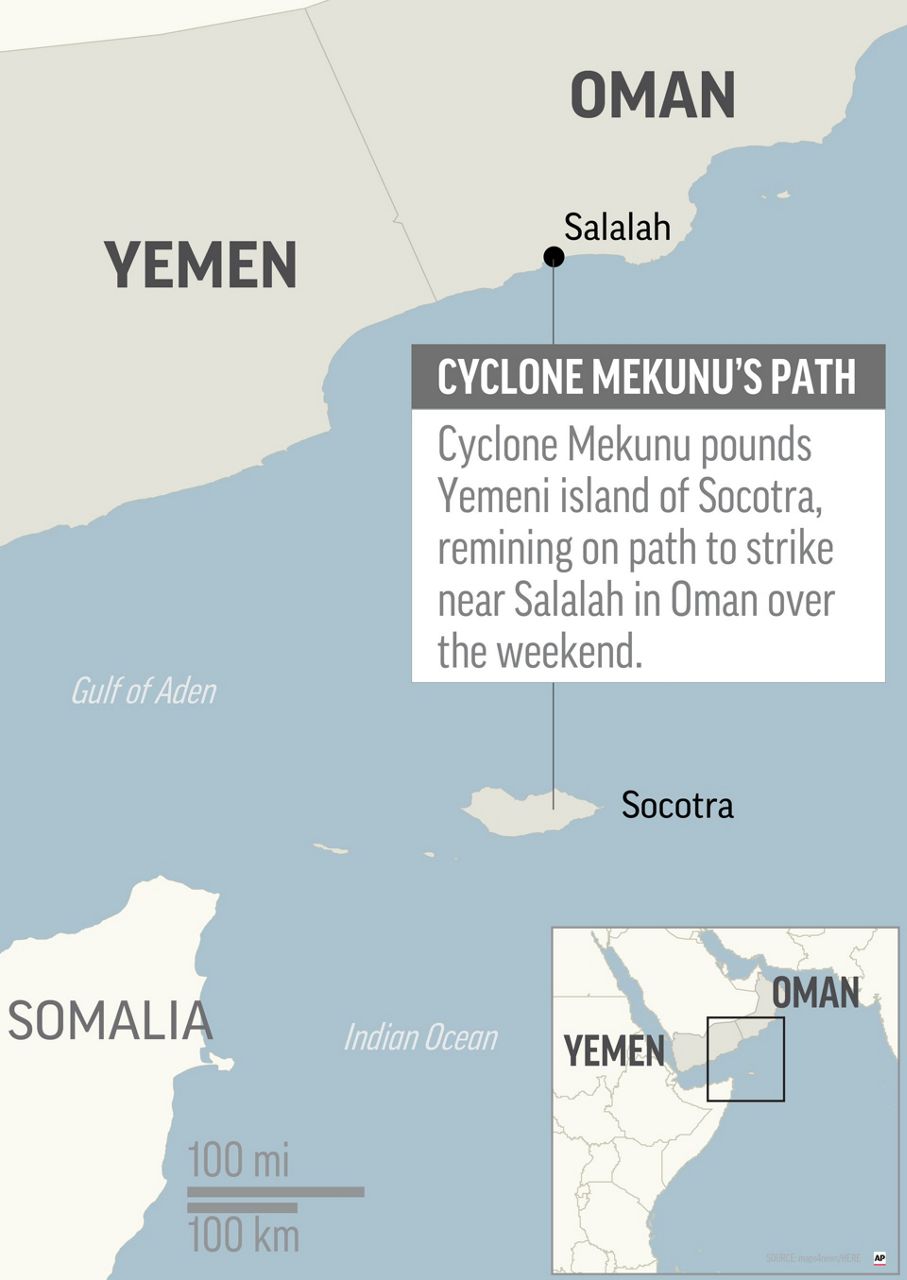 Powerful cyclone lashes Oman, Yemen; 1 dead, 40 missing