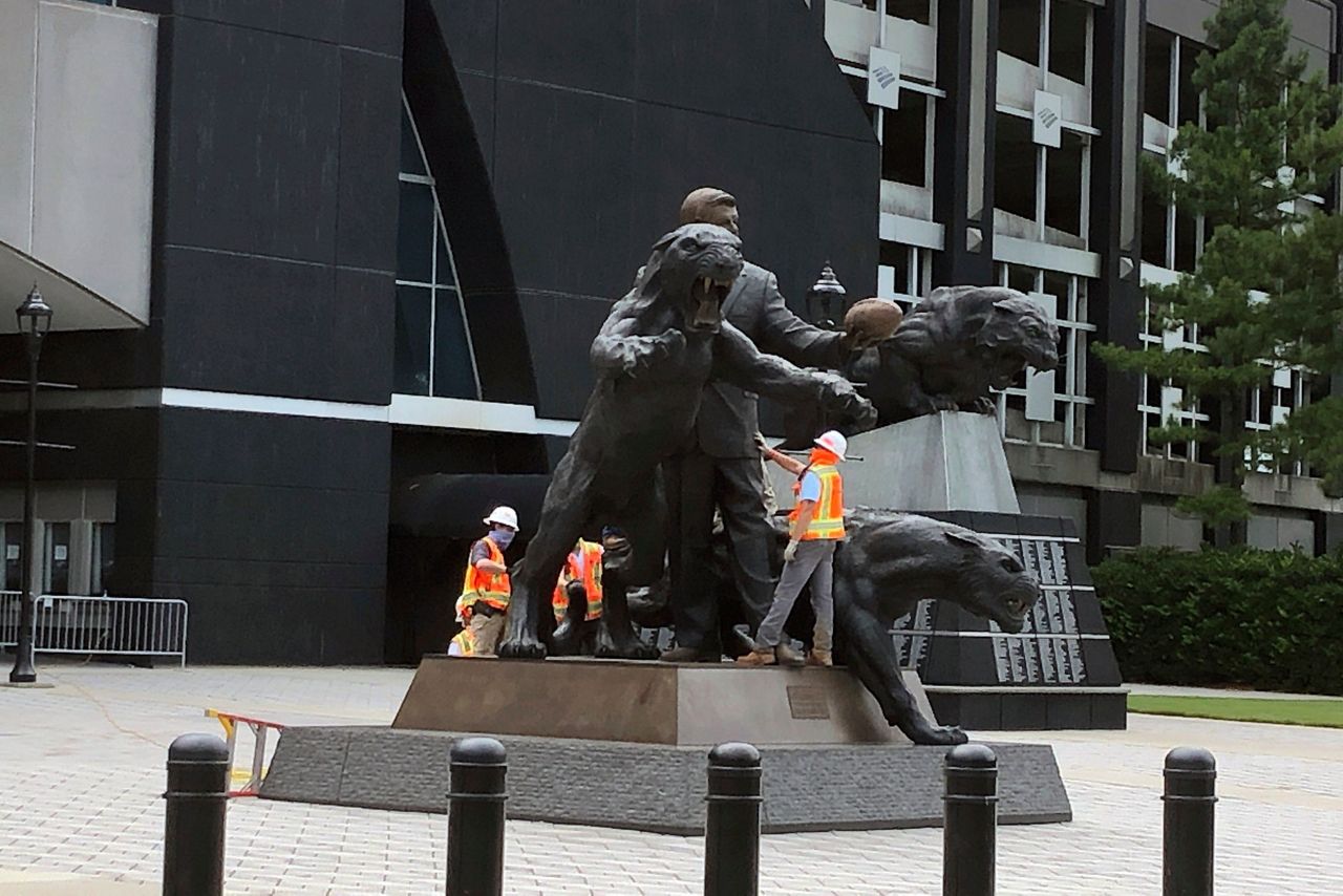 Statue of former Panthers owner removed from outside stadium