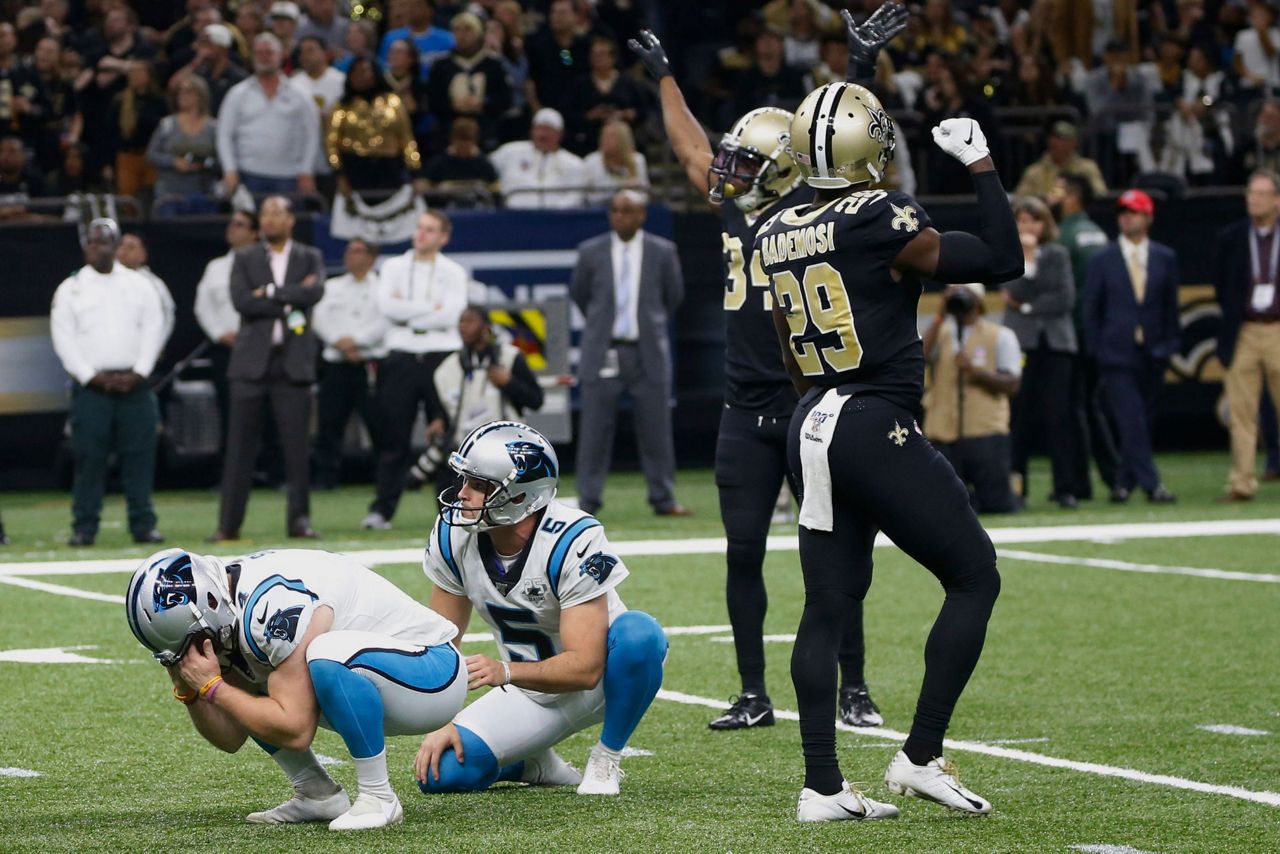 Lutz’s kick lifts Saints to dramatic 34-31 win over Panthers
