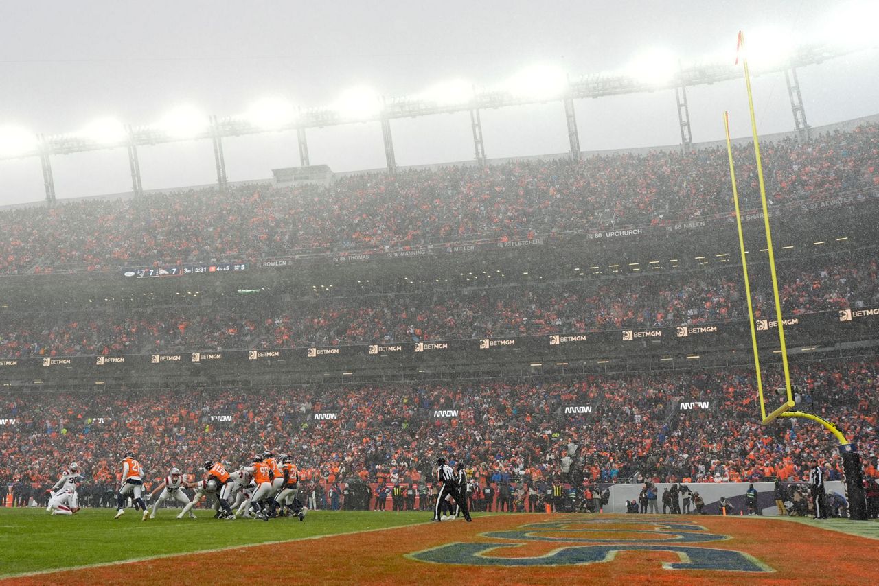 Snow and wind pick up in 2nd half of AFC championship game in Denver
