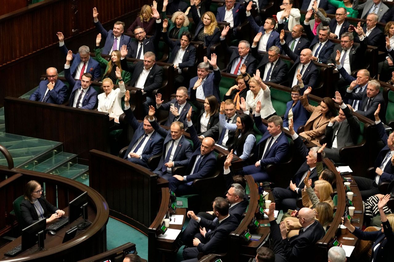 New Polish Prime Minister Donald Tusk is sworn in with his government